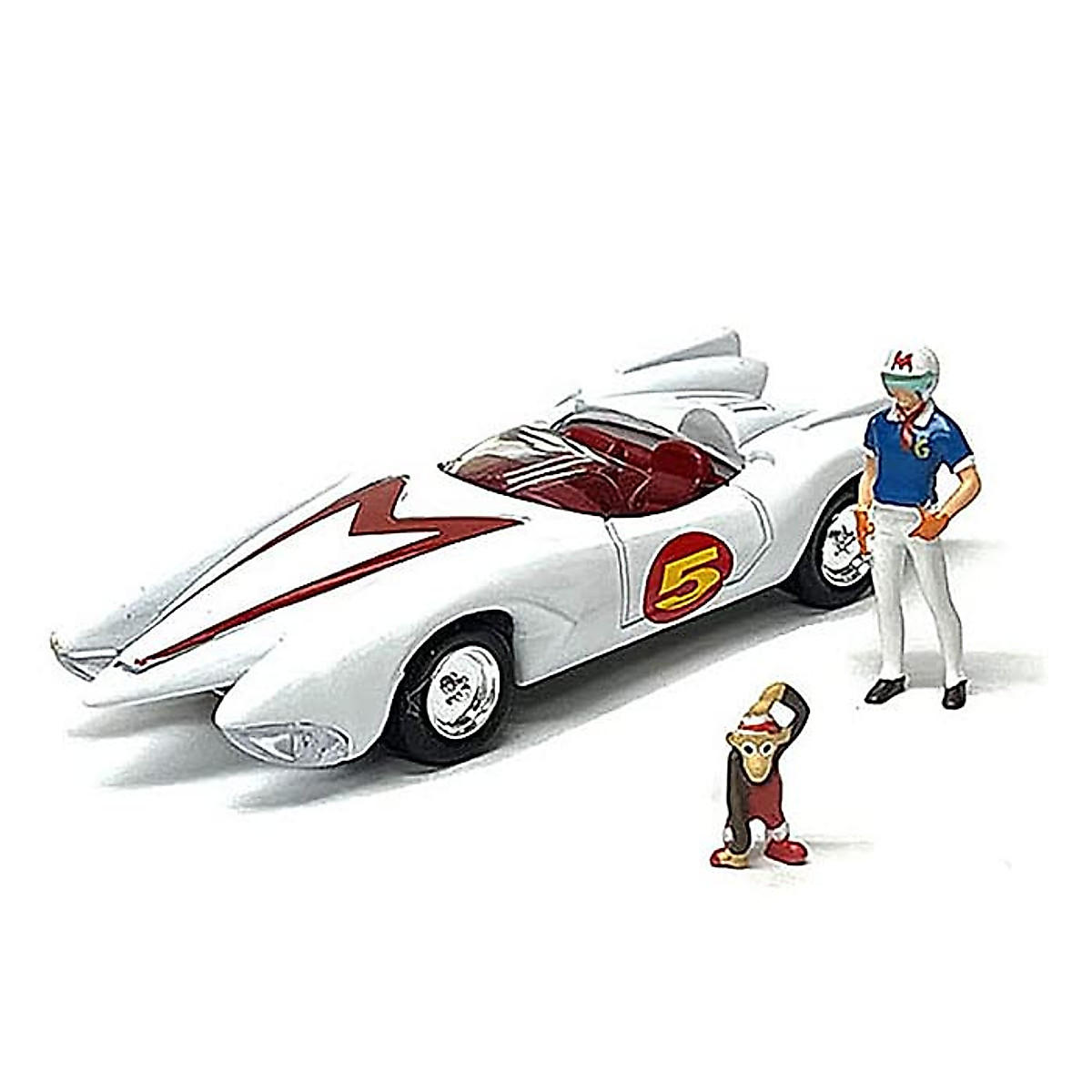 Speed Racer 4 Car Set with American Diorama Figures 1/64 Diecast Model Cars by Johnny Lightning JLCP7379