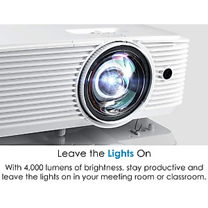 Optoma EH412ST Short Throw 1080P HDR Professional Projector | Super Bright 4000 Lumens | Business Presentations, Classrooms, or Meeting Rooms | 15,000 Hour lamp Life | Speaker Built in | Portable
