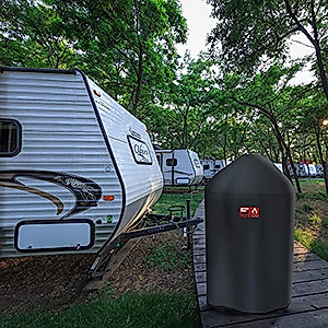 SJC 7150 Round Grill Cover Outdoor Fire Pit Cover, 43"(Tall) x 27" (Dia) Heavy Duty BBQ Cover Waterproof 300D Polyester with PU Coating,Dome Smoker Cover Black…