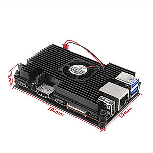Cover Case with Cooling Fan for Orange Pi 5/5B, Aluminum Alloy Case with Silicone Heatsinks Cooling Fan