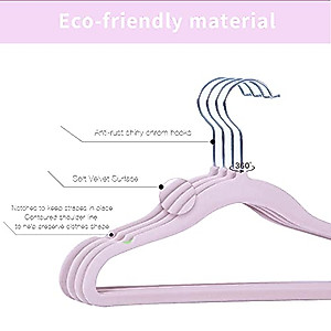 veeyidd Kids Velvet Clothes Hangers, Non Slip Baby Hangers Pink (11.6" Inch - 40 Pack)
