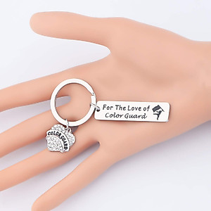 UJIMS Color Guard Gift Flag Girl Charm Keychain for Women Winter Guard Senior Grad Jewelry (Flag Girl Charm Keychain)