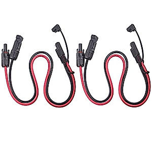 Tsinghwang 2 Set 10AWG Solar Panel to SAE Adapters Solar Extension Cable 50Amps Connectors for RV Solar Panel Battery DC Power Battery Charger 55cm/22in