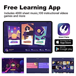 The ONE Digital Piano with Lighted-up Teaching Keys, Piano Keyboard 88 Keys with Hammer Action for Beginner/Professional, Full Size Weighted Keyboard with Piano Stand/3-Pedal Unit/APP, White