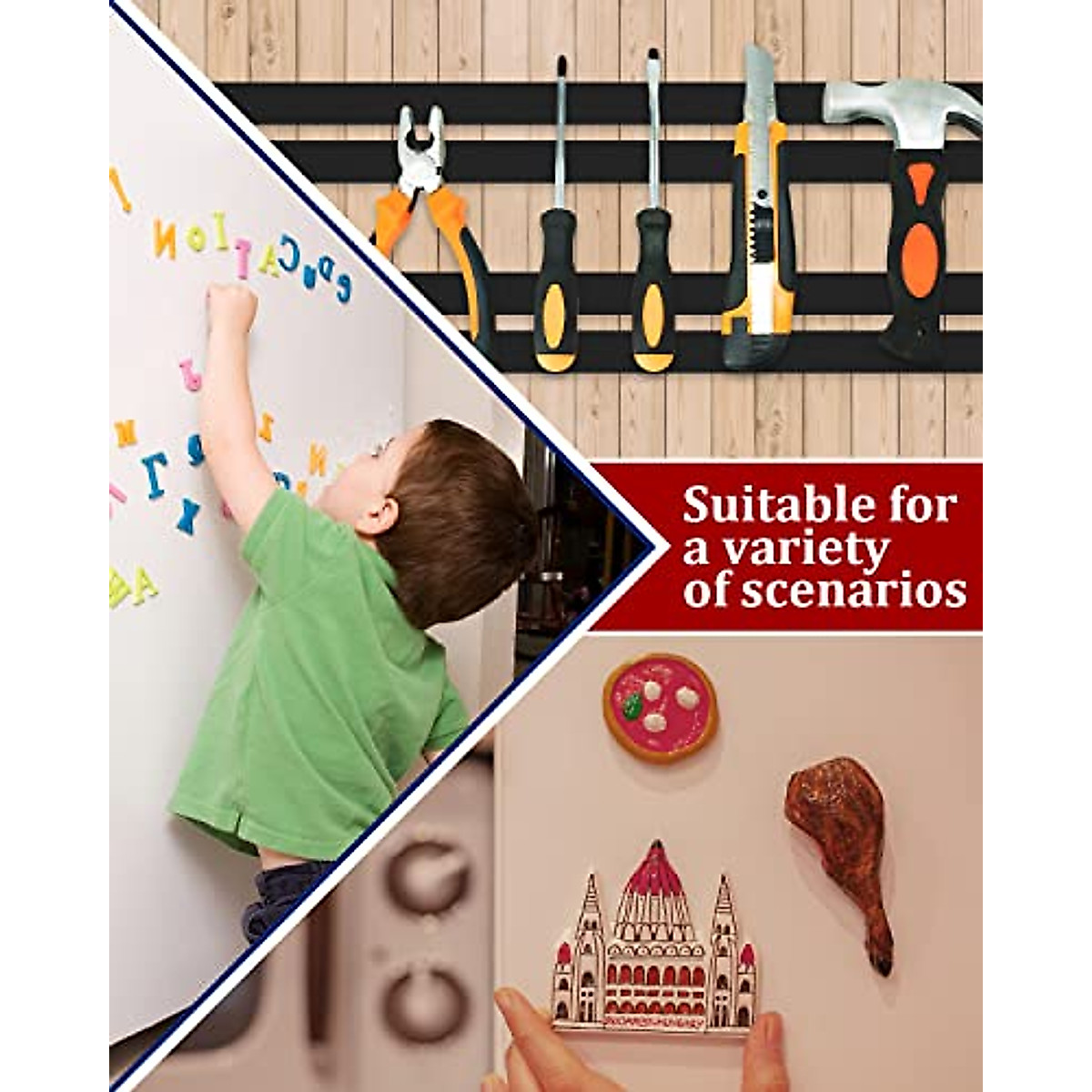 Magnetic Tape 2 Rolls 32ft Magnets with Strong Adhesive Backing Anisotropic Flexible Magnetic Strip(1rolls 16 feet x 1/2" Wide x 1/16" Thick)