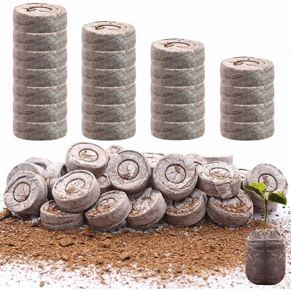 Gushu 100 Pcs (30mm) Peat Pellets Plant Seed Starter Soil -Seed Starter Kit for Grow Herbs, Plant,Flowers and Vegetables