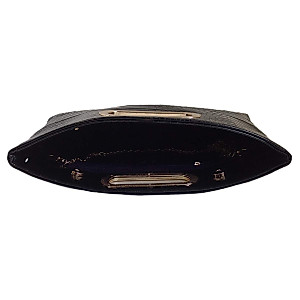 Crocodile Synthetic Leather Top Handle Clutch, BLACK Medium