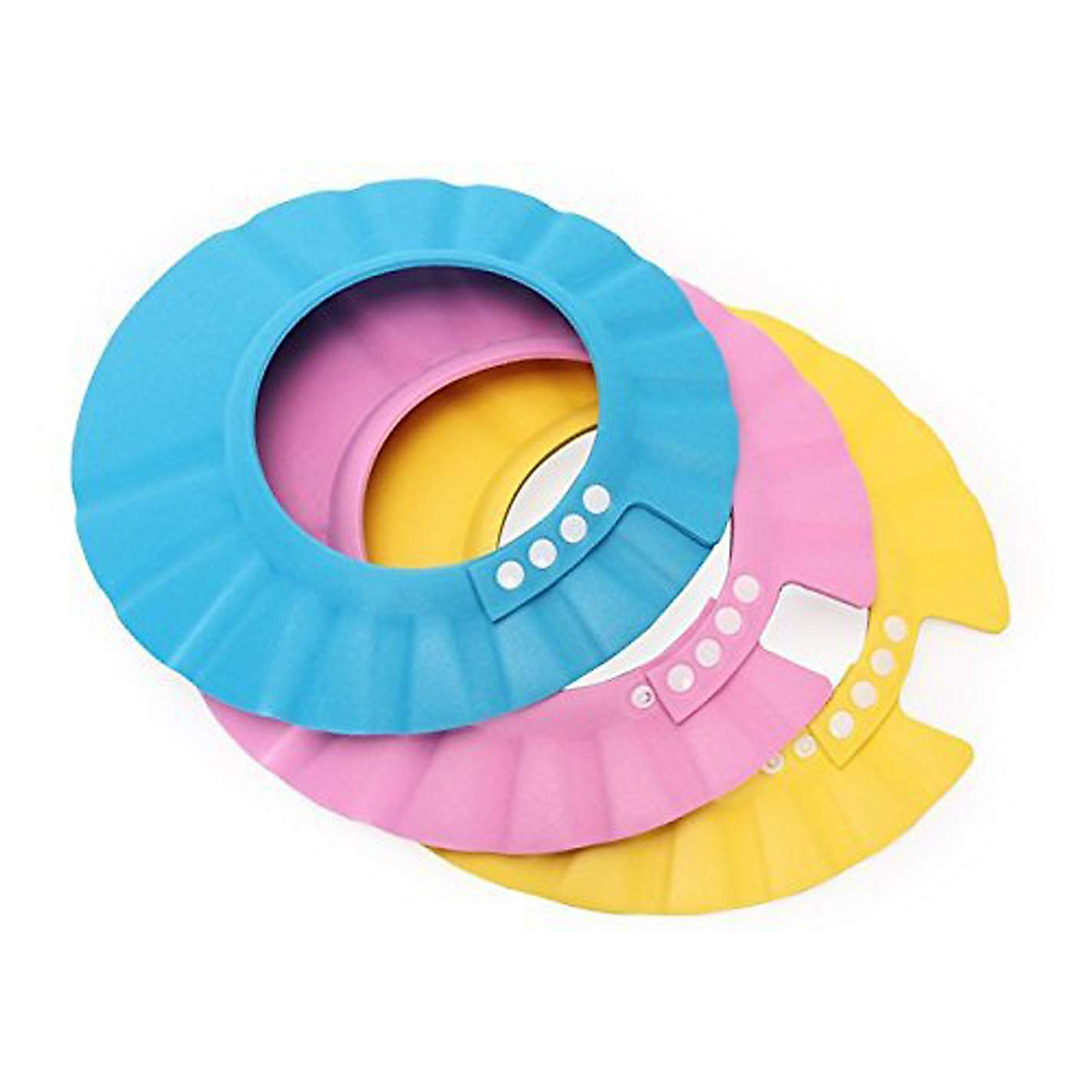 3pcs Soft Adjustable Shampoo Shower Cap Kids Bathing Protection Plastic Bath Hat Visor Cap for Toddler Baby Kids Children (Color Random, 27.5CM/10.8IN)