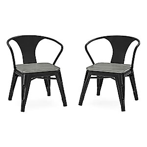 Delta Children Bistro 2-Piece Chair Set, Black Metal/Grey Barnboard