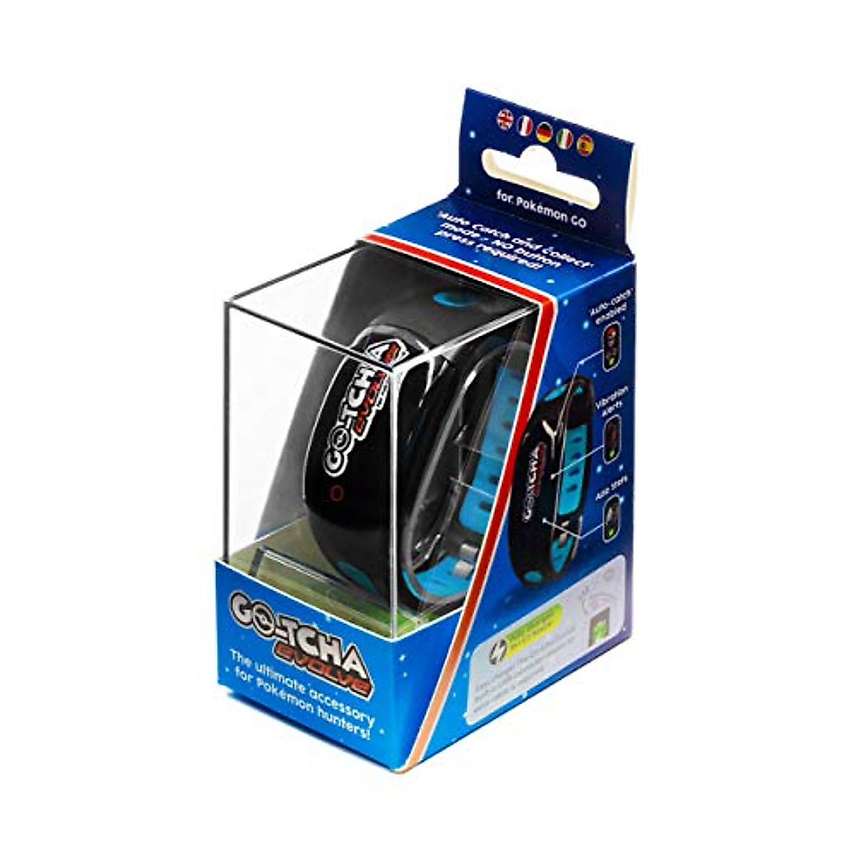 Go-tcha Evolve (Go-tcha 2) LED-Touch Wristband Watch for Pokemon Go with Auto Catch and Auto Spin - Black/Blue