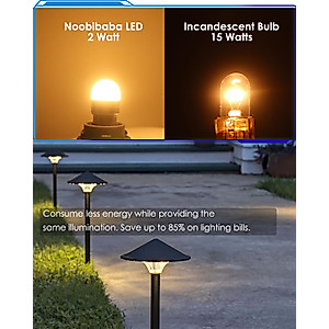 Noobibaba 1156 LED Bulb 1141 LED Bulb P21W BA15S LED Bulb 1383 LED Light Bulb for Landscape Light Bulbs 2W 12V 24V Warm White 2700K 6-Count