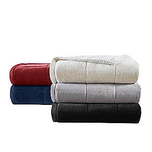 Madison Park Coleman Cozy Reversible Blanket, Luxury Plush All Season Down Alternative Cover for Bed, Couch and Sofa, King(108"x90"), Grey