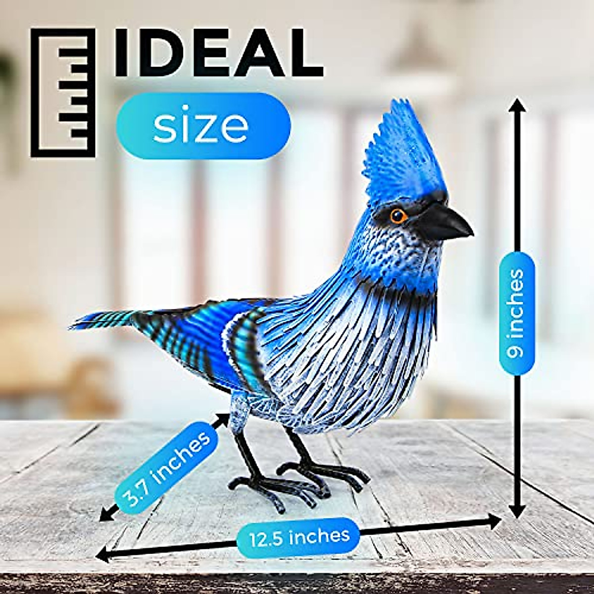 Shefio Garden Decor - Blue Jay Bird Decor, Beautiful Backyard Ideas & Garden Gifts - These Handmade Metal Birds are Perfect Outdoor Decor, Metal Yard Art for Lawn Ornament, Yard Decorations Outdoor