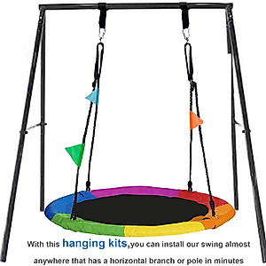 Hanging Tree Swing Waterproof Backyard Hammock Chair Max Capacity 600lbs Play Nest Swing Play House Castle Outdoor Garden Flying Family Swing Seat Camping Tree House with Hanging Straps Set