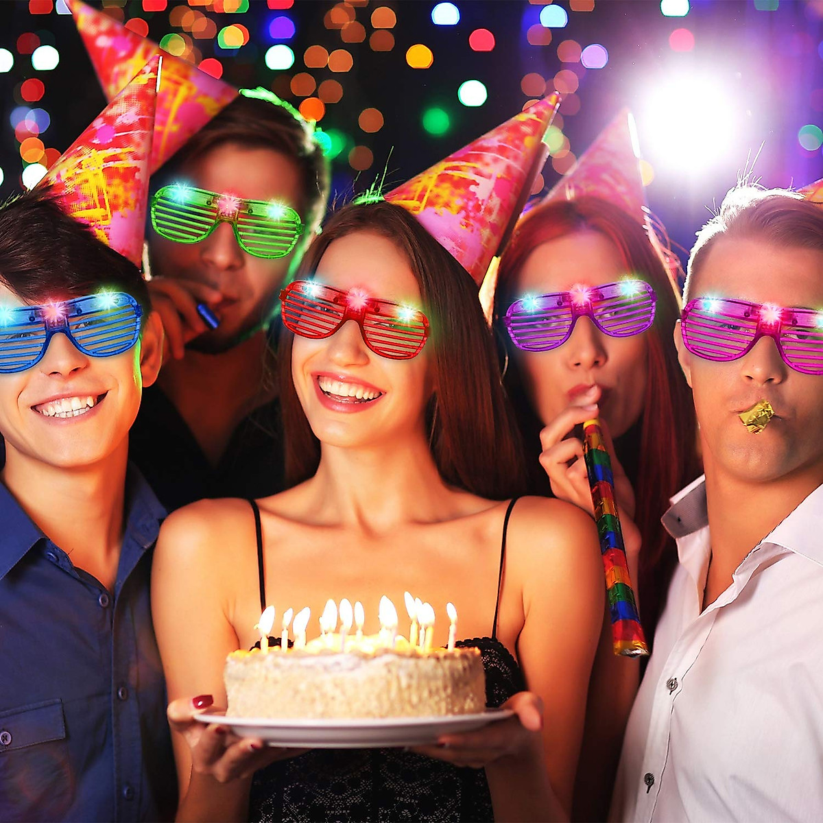 50 Pack LED Glasses New Years Light Up Party Glasses New Years Eve Glow In The Dark Party Supplies Shutter Shades Neon Flashing Glasses Carnival Sunglasses New Years Birthday Wedding Party Favors Toys
