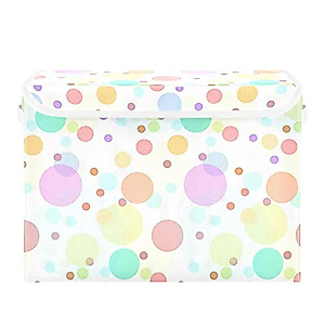Kigai Colorful Polka Dot Storage Baskets for Shelves Foldable Closet Basket Storage Bins with Lid for Clothes Home Office Toys Organizers