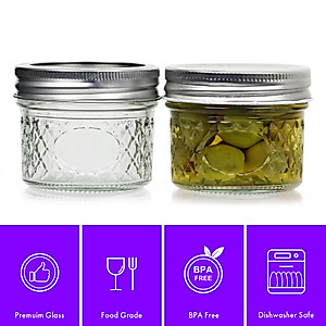 Mini Mason Jars, 8 Pack 4oz Glass Mason Jar with Regular Lids, Small Canning Jar, Ideal for Jelly, Jam, Honey, Dessert, Spice, Wedding Favor, Candles