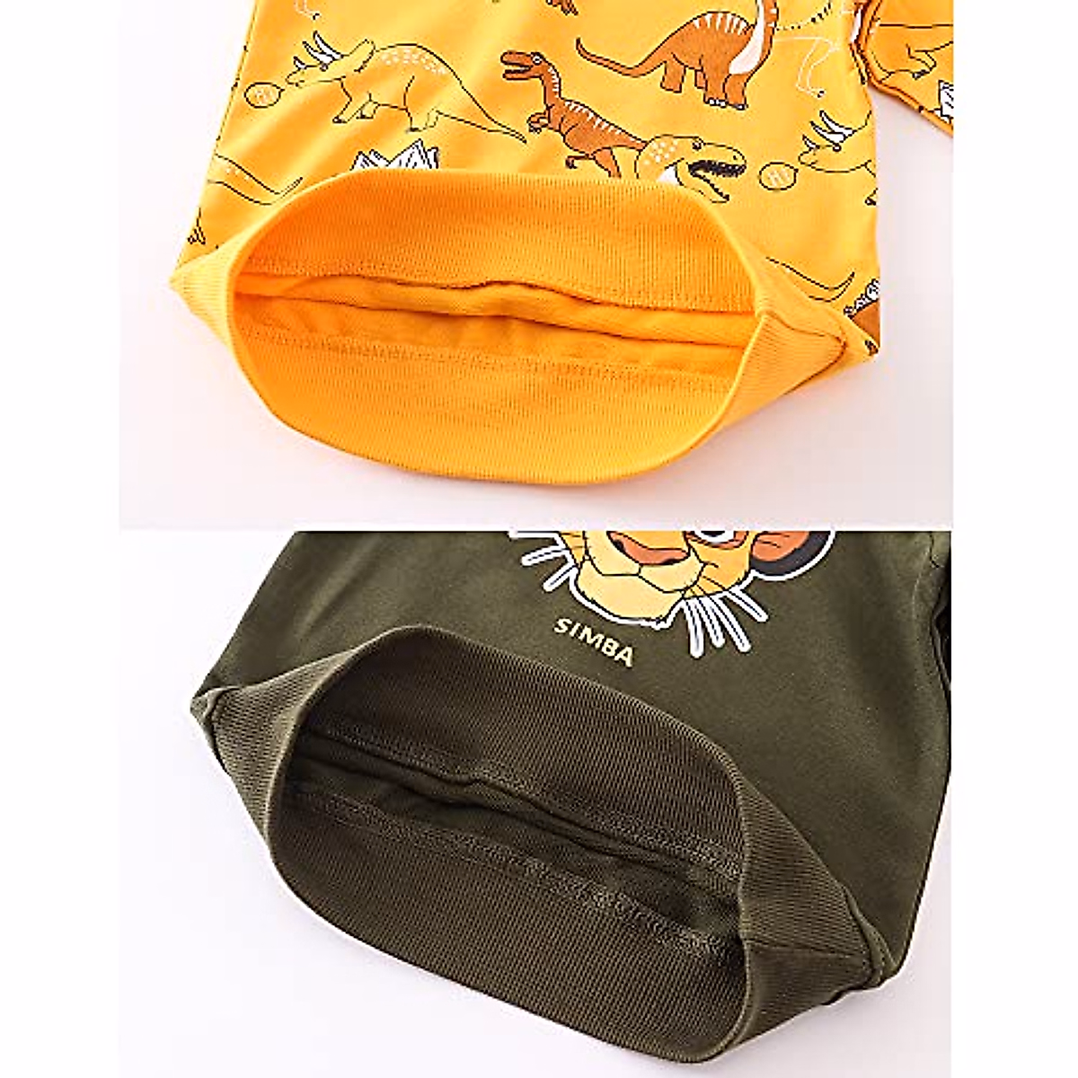 Azalquat Toddler Boys Crewneck Sweatshirt, Cotton Long-Sleeve Pullover Cartoon Print (Yellow Dinosa/Lion, 18-24 Months)