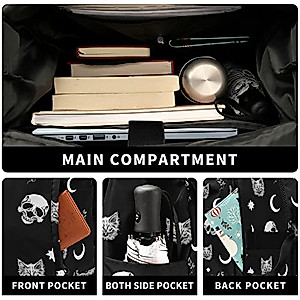 CBBYY Travel Roll Top Skull Cat Moon Backpack for Men, Expandable Waterproof Trendy Laptop Backpack