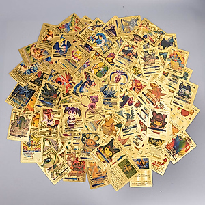 55 PCS Gold Cards Packs Vmax V EX GX Rare Golden Cards TCG Deck Box Gold Foil Card for Fans/Kids/Collectors Gifts (No Duplicates)