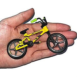 BMX Toys Alloy Finger BMX Functional Kids Bicycle Finger Bike Mini-Finger-BMX Set… (Yellow)