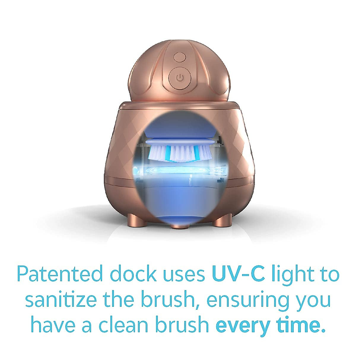 TAO Clean Ona Diamond Orbital Facial Brush and Cleansing Station, Electric Face Cleansing Brush with Ergonomic Handle, Dual Speed Settings, Rose Gold