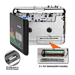 Cassette to MP3 Converter, BlumWay Portable Cassette Recorder Player, Audio Music Cassette Tape to Digital Converter Player with Earphone, No Need Computer