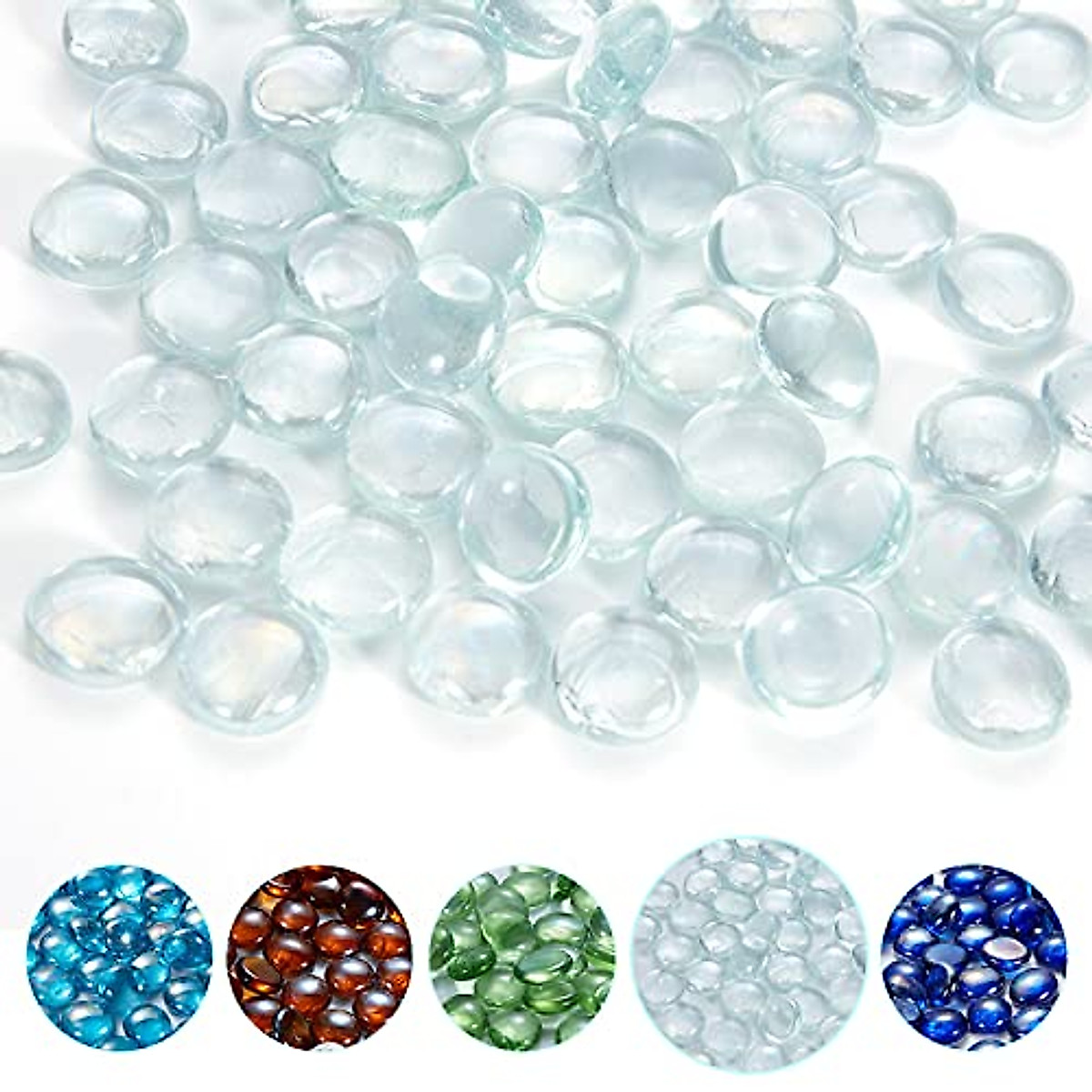 ECOTOUGE Glass Fire Pit Rocks (0.9”, 10lb) for Propane Fire Pit, High ...
