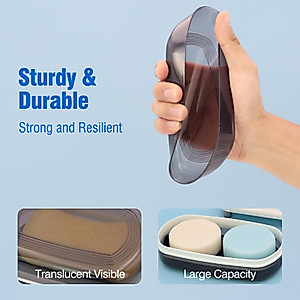 AIMAIAIMAI Shampoo Bar Holder, Travel Soap Container, Large Soap Box, Soap Dish with Draining Layer, Soap Case for Bathroom, Traveling, Gym, Camping (Black, 1 Pack)