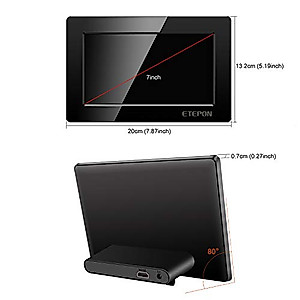 ETEPON 7 Inch HD LCD Screen for Raspberry Pi 1024 X 600 HDMI Monitor with Ultra-Slim Shell for Raspberry Pi 3 2 Model B+ 3B 2B B+ A+ EP007 (7 Inch Raspberry Pi Screen),Black,kit2