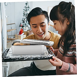 HOMSFOU Box Covered Baking Tray Bread Oven Bread Loaf Pans for Baking Stainless Steel Cake Pan Oven Box for Restaurant Bread Oven Box Bread Oven Tray Silver Metal Dish Stainless Steel