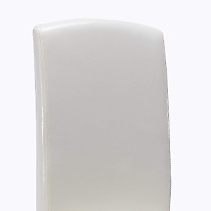 AC Pacific Art Faux Leather Dining Set of 2 with Seat & Back Cushions, Sturdy Legs, Straight Backrest Design and Stylish PU Fabric Upholstery, Kitchen Chair Accent Furniture, Eggshell