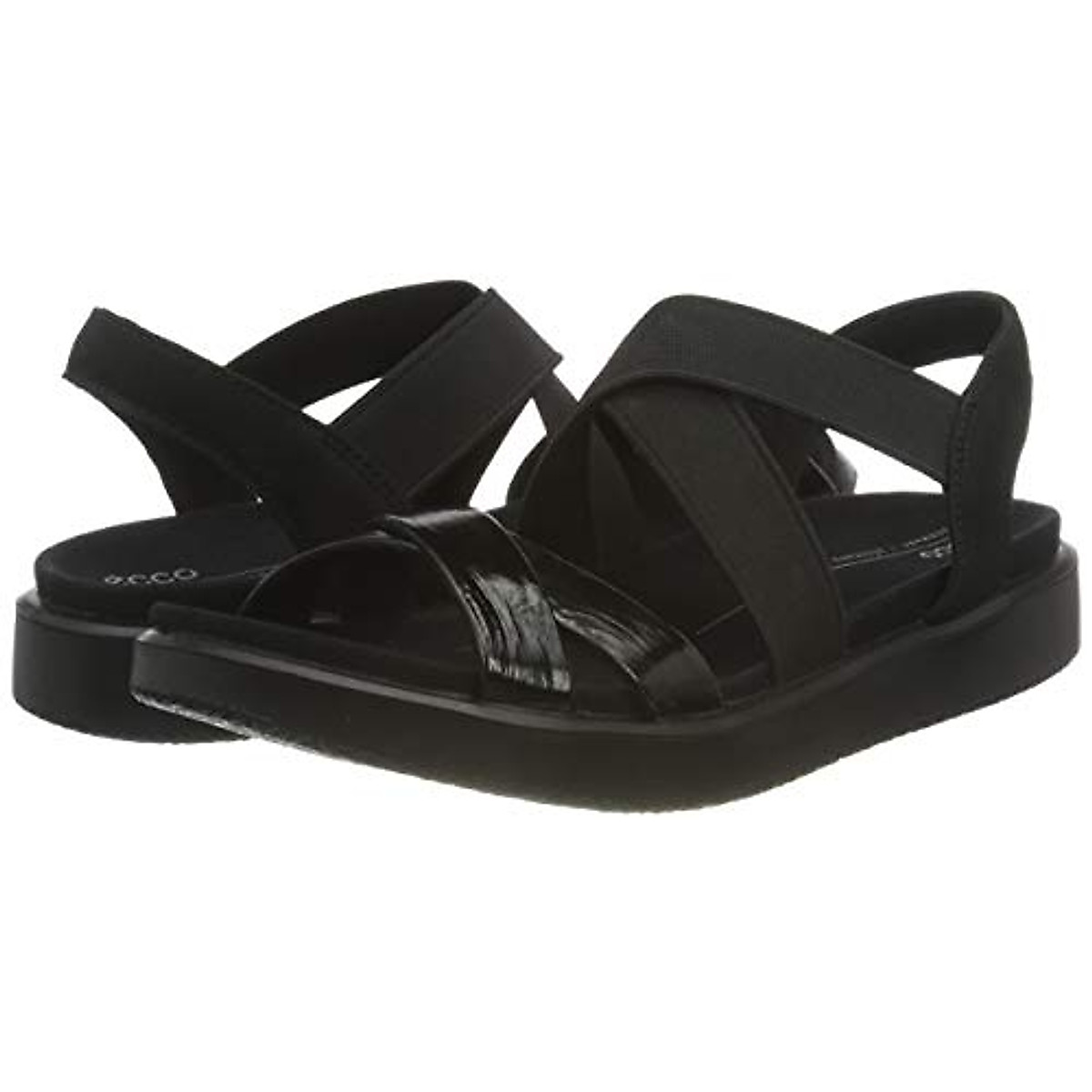 ECCO Women's Flowt Elastic Sandal, Black, 7-7. 5