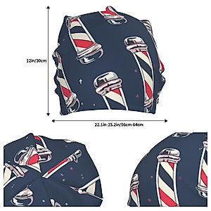 Beanie Hat for Men Women Slouchy Beanie Hats Vintage-Barber-Pole Winter Knit Cuffed Beanie Skull Cap Black