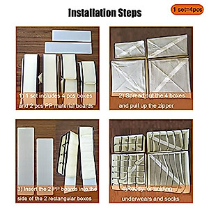 carinacoco Underwear Drawer Organizer 4 Pack Underwear Storage Organizer for Clothes Socks Ties Bra Drawer Divider Closet Dresser Organizer