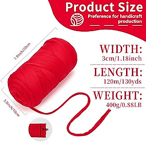 Comtest T-Shirt Yarn Knitting Yarn for DIY Bag Blanket Cushion Handmade Crochet Elastic Fabric Yarn 0.88Lb Red