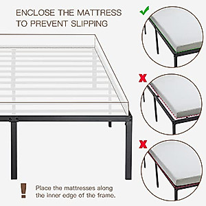 ikalido Full Size Metal Platform Bed Frame, Heavy Duty Metal Slats Support with Large Storage Space and Reserved Holes for DIY Headboard, No Box Spring Needed/Easy Assembly/Noise-Free/Non-Slip