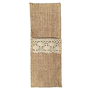 Jucos Products Burlap Cutlery Silverware Holders Utensil Pouch Knifes Forks Bag for Vintage Natural Farmhouse Wedding Gift (20 pcs in a set)