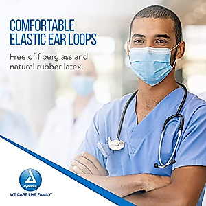 Dynarex Disposable Face Mask with Ear Loops- Breathable Blue Medical Procedure Protective Covering, Box of 50