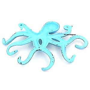 Swimming Octopus Key Hook Antique Look/Distress Blue/Vintage Hook/Sea Theme Hook/Coastal Hook and Swimming Octopus Key Hook Antique Look/Distress Red/Vintage Hook/Sea Theme Hook/Coastal Hook