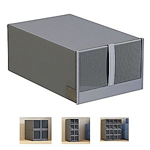 Yagizaai Bayou Fabric Shoe Box, 4 PCS Collapsible Stackable Breathable shoe storage organizer boxes with Clear Window and Handle, Upgraded Shoe Bin & Holder for Up to Size 10