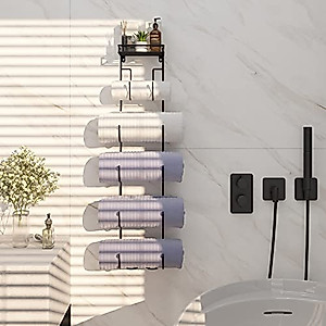 SODUKU Wall Mount Metal Wine/Towel Rack with Top Shelf