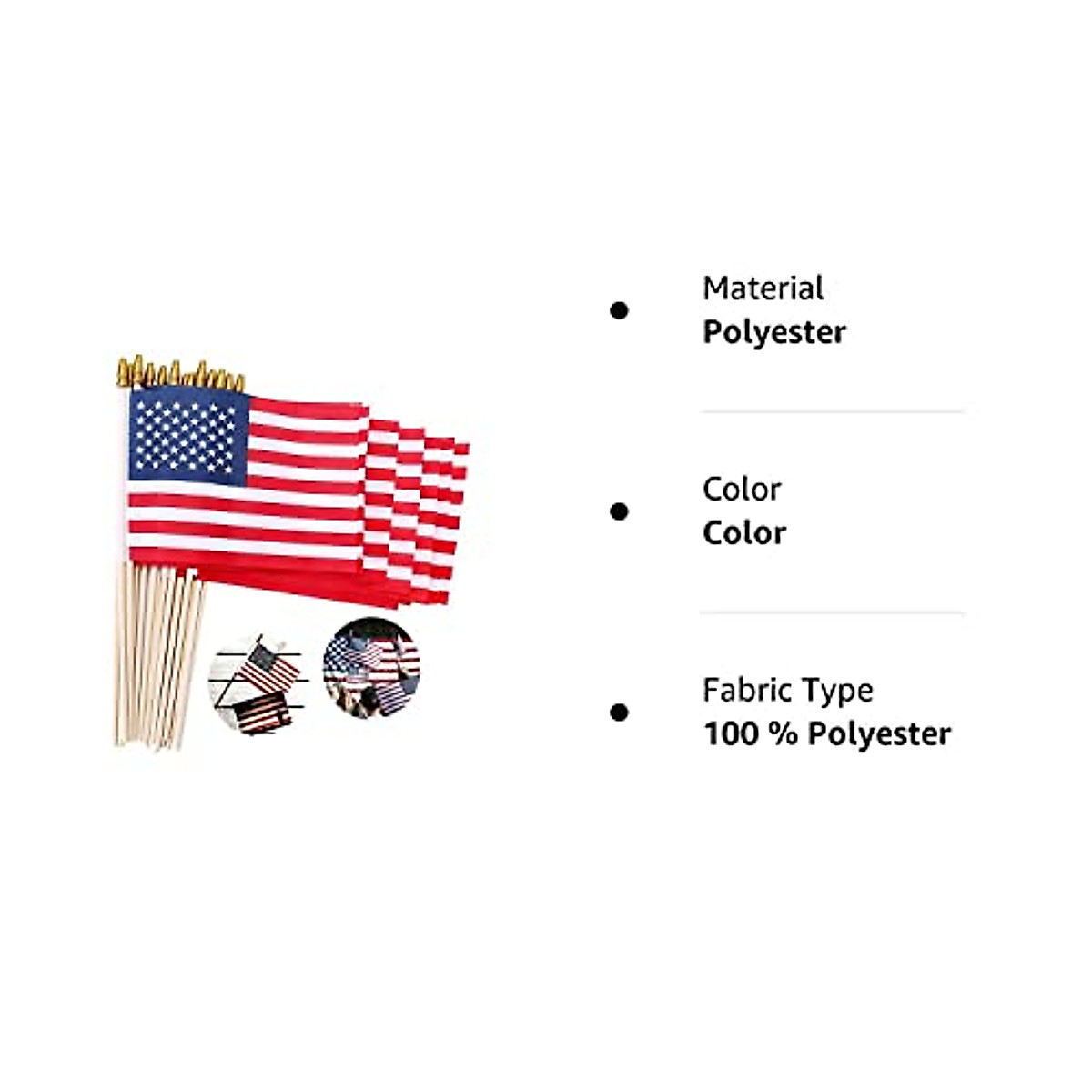 Small American Flags on Stick 5x8 Inch/12 Pack - Mini Ameirican Flags/Handheld American Wooden Stick Flag Spear Top