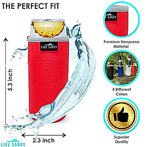 Slim Beer Can Cooler Sleeves – Independence Collection - 4 Pack Neoprene Insulated Stubby Holder for Slim Cans Fits 12 oz White Claws Ultras Cans