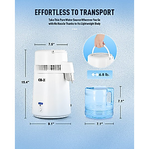 CO-Z 1.1 Gallon Water Distiller, 750W Countertop Home 4L Distilled Clean Water Maker Office Countertop Distiller Water Making Machine, Distill Distilling Water Purifier Distillers