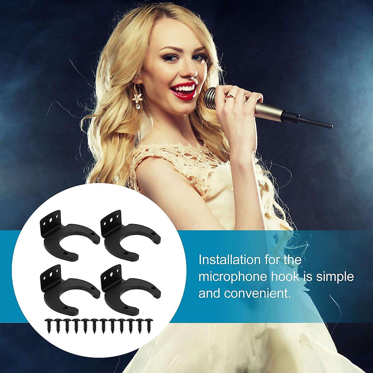 ARTIBETTER Microphone Holder for Mic Stand 4pcs Microphone Wall Hanger Wall Mounted Mic Holder Bracket Rack Clamp for Home Office Microphone Accessories Mic Holder for Stand