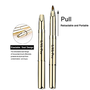 L.Y.L Pro Gold Retractable Lip Makeup Brushes Double-Ended Retractable Lip Brush Travel Lipstick Gloss Makeup Brush for Christmas Gifts