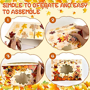 24Pcs Fall Cookie Boxes with Window, Autumn Maple Leaf Cookie Gift Cardboard Paper Treat Boxes Cookie Goody Container for Fall Harvest Wedding Thanksgiving Party Supplies