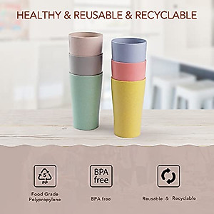 greenandlife 400ml/14oz Set 6 Multicolor Mug for Coffee, Tea, Water, Milk, Juice, Wheat Straw Cup, Unbreakable,Non-toxin, BPA free and Healthy for Kids Children Toddler & Adult