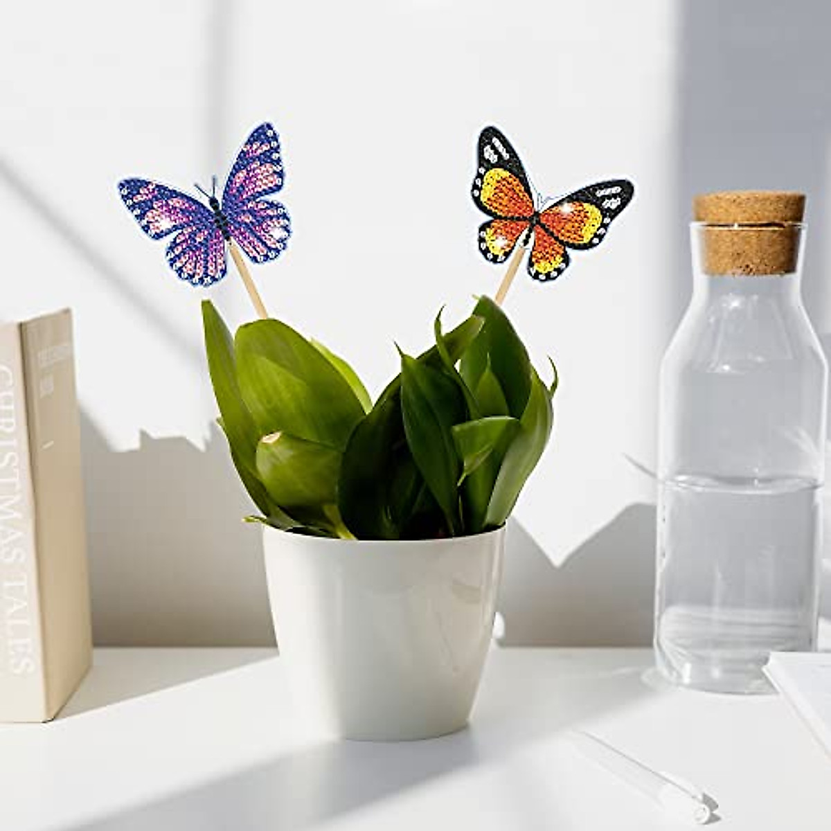 Vcekract 8 Pcs Butterfly Diamond Art, Diamond Painting Kits for Garden Decor, Butterfly Stakes Diamond Art Kits, Butterfly Diamond Art Club, Butterflies for Crafts